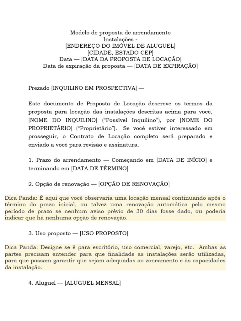 Modelo de Proposta de Aluguel | PDF