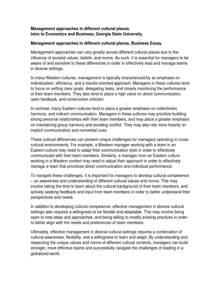 Cultural Management Strategies Explained | PDF | Communication ...