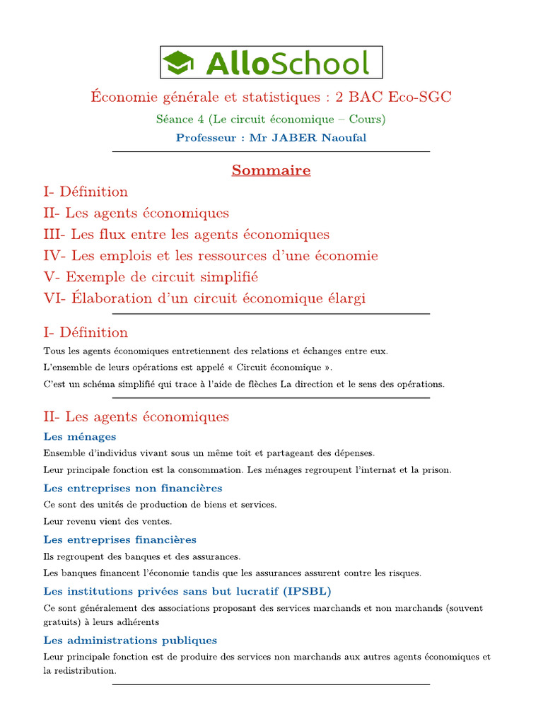 Le Circuit Economique Cours | PDF