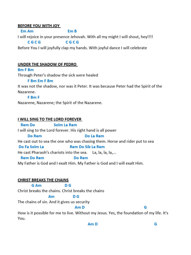 Pentecostal Choirs With Chords | PDF | Glory (Religion) | Jesus