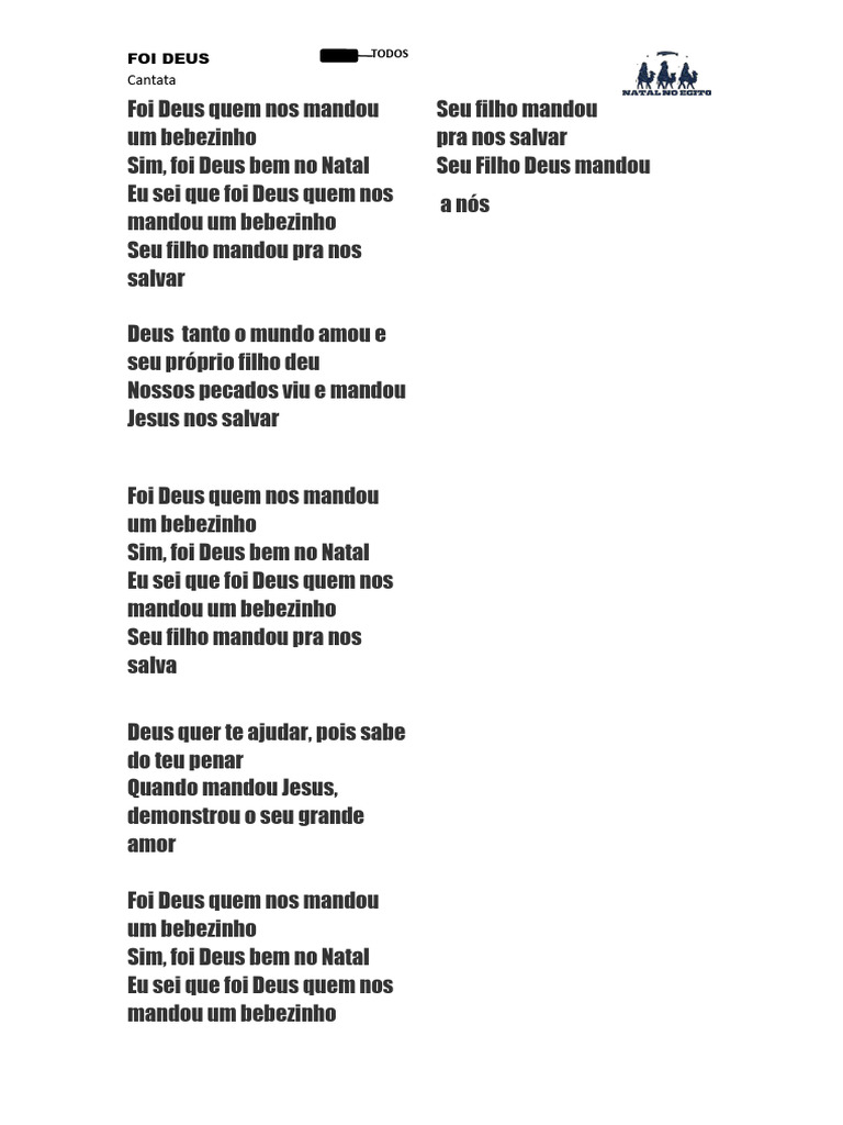 PARTITURA - FOI DEUS | PDF