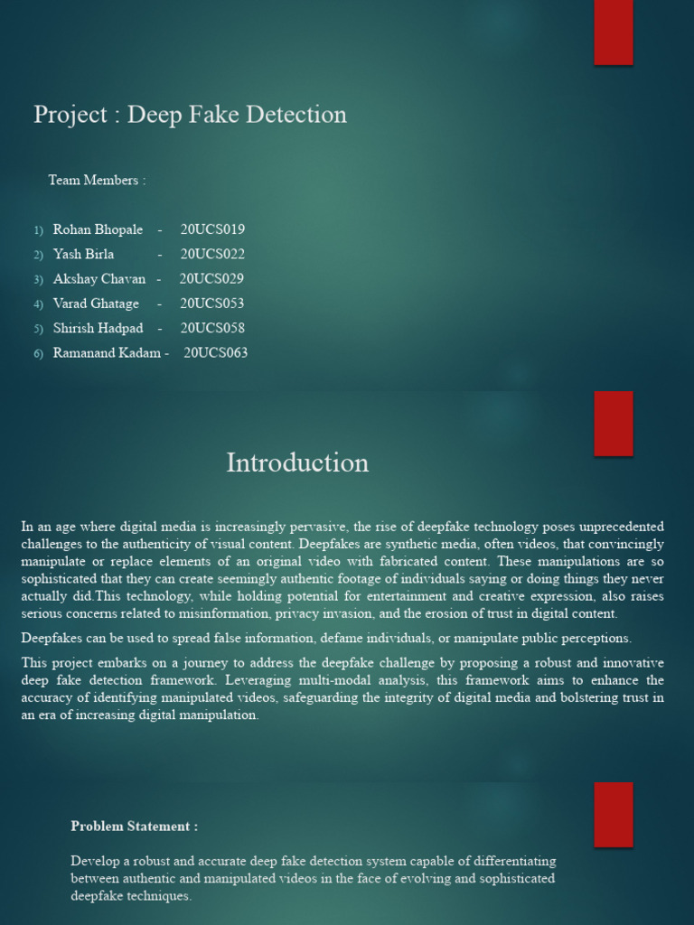 Deep Fake Detection Mega Project Pdf