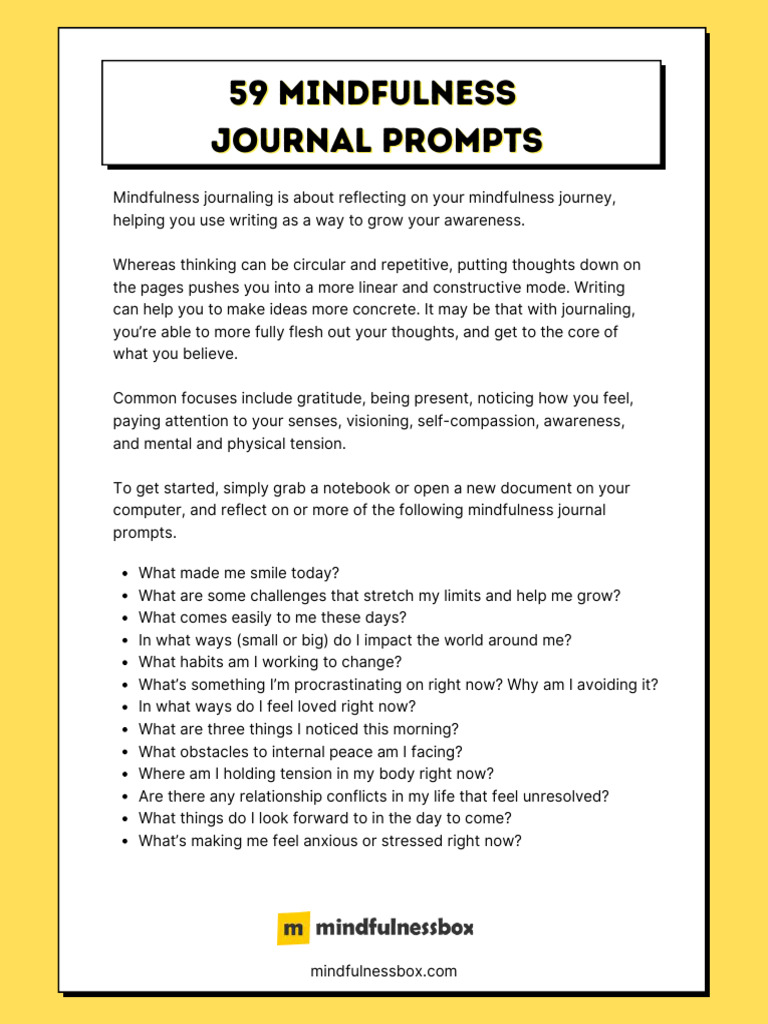 59 Mindfulness Journal Prompts | PDF