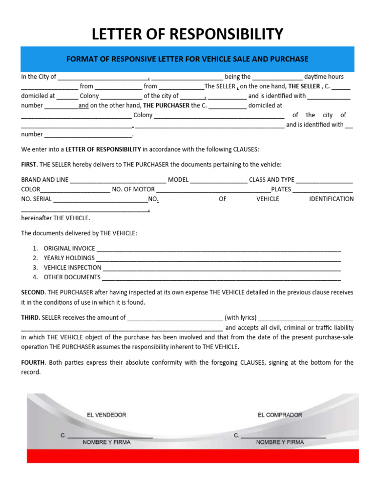 Responsive Letter Format For Vehicle Purchase and Sale | Download Free ...