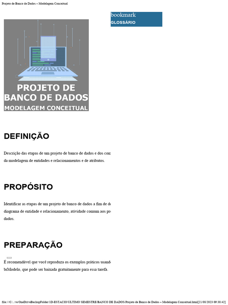 2 - Projeto de Banco de Dados - Modelagem Conceitual | PDF | Bancos de dados | Linguagem de ...