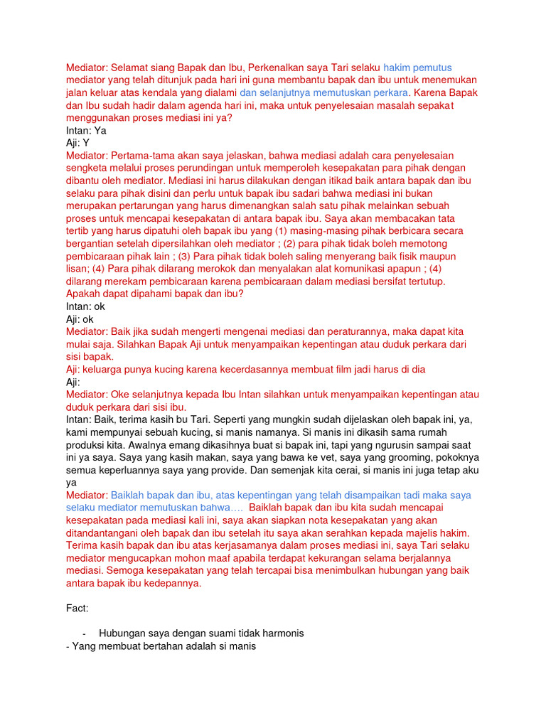 Script Mediasi | PDF