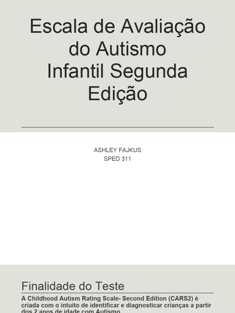 Escala de Classificação de Autismo Infantil - Segunda Edição PP | PDF
