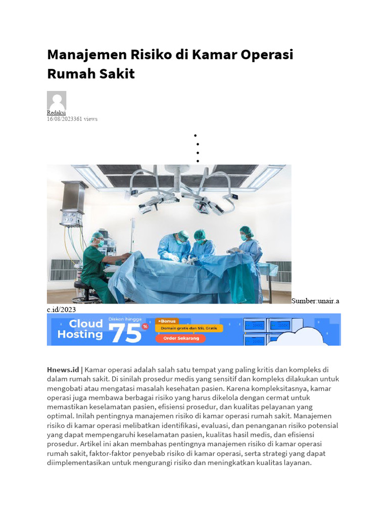 Manajemen Risiko Kamar Operasi Rumah Sakit | PDF | Bisnis | Sains ...