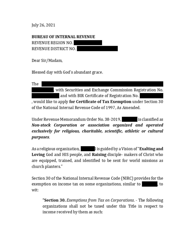 Letter Request For Income Tax Exemption | PDF | Affidavit | Revenue