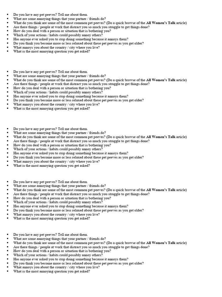 Pet Peeves | PDF
