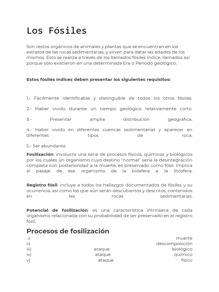 Los Fósiles | PDF | Fósil | Geología