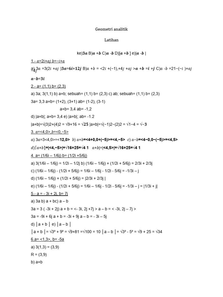 Latihan Soal Geometri Analitik Mat 3 Zill | PDF