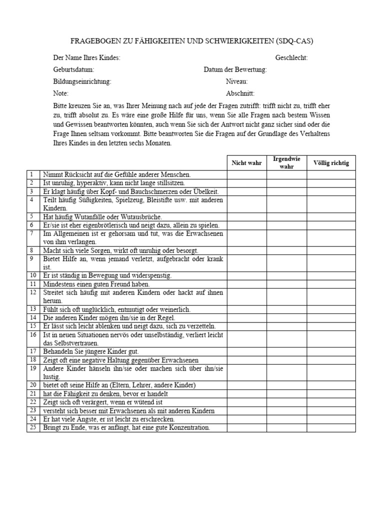 SDQ Protocol 2 4 | PDF