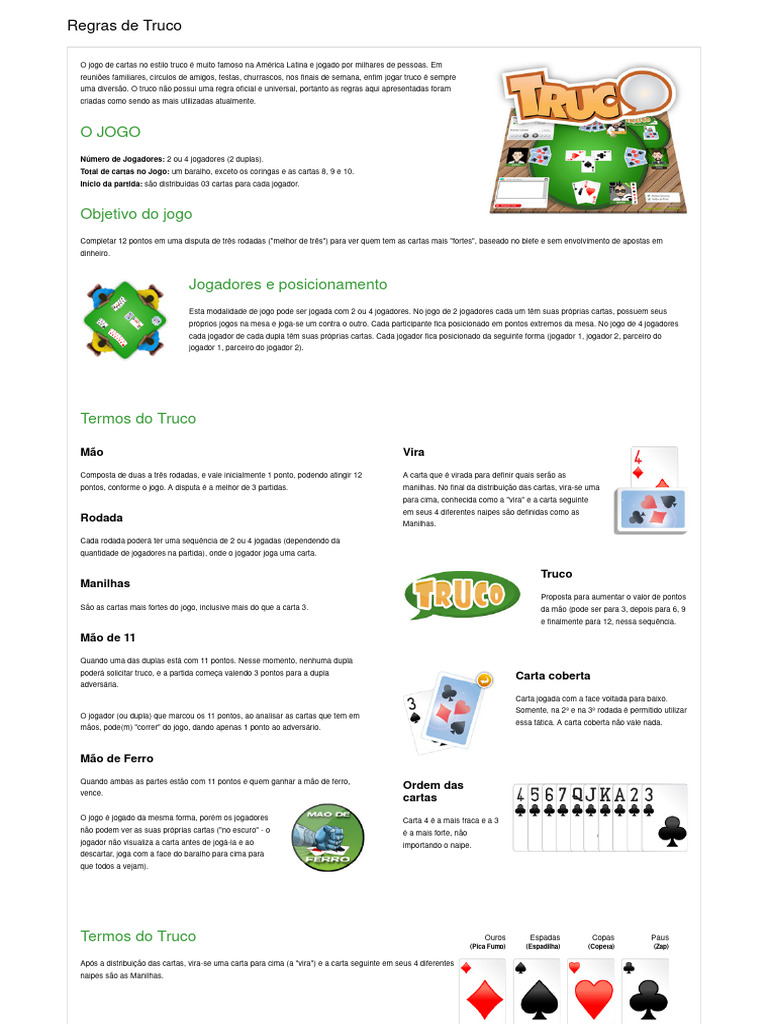 Regras Truco | PDF | Jogos | Esportes