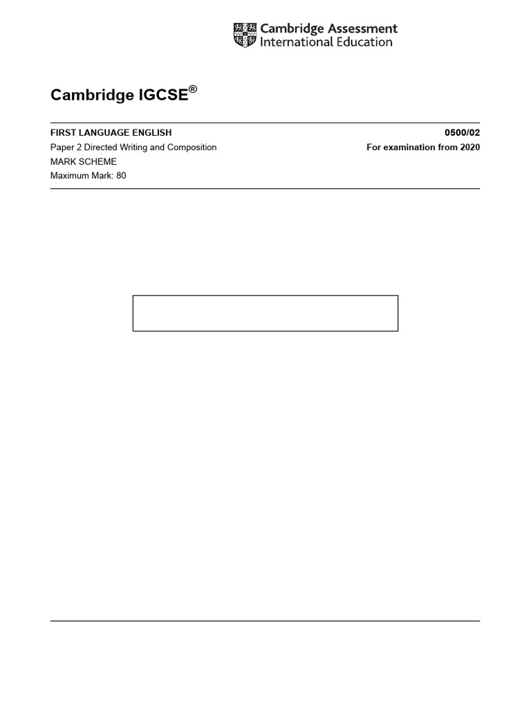 Igcse Paper 2 Mark Scheme Pdf