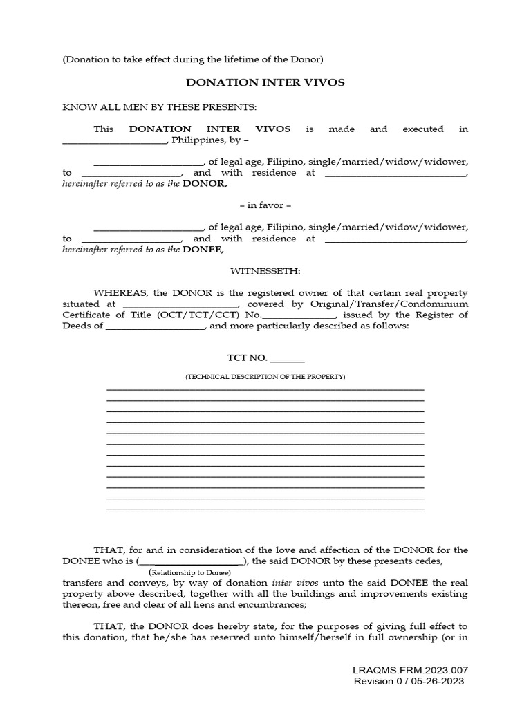 DONATION INTER VIVOS Annex G | PDF | Environmental Law | Justice