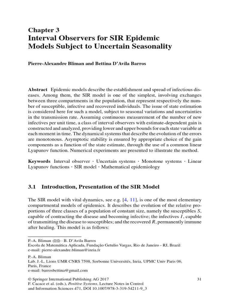 Bliman 2017 Interval Observers For Sir Epidemic Models Subject To Uncertain Seasonality