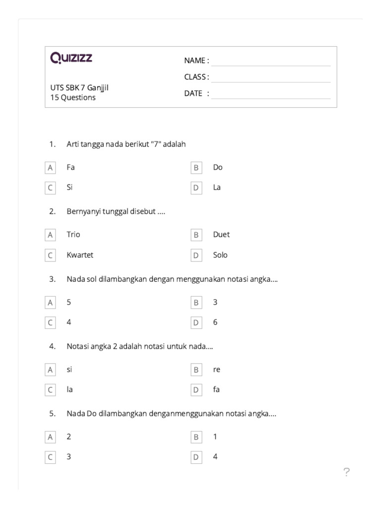 UTS SBK 7 Ganjjil | PDF