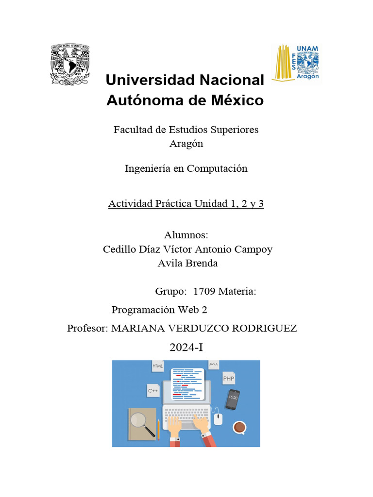 Actividad Práctica Unidad 1, 2 y 3 PW2 | PDF | Programación | Programa de computadora