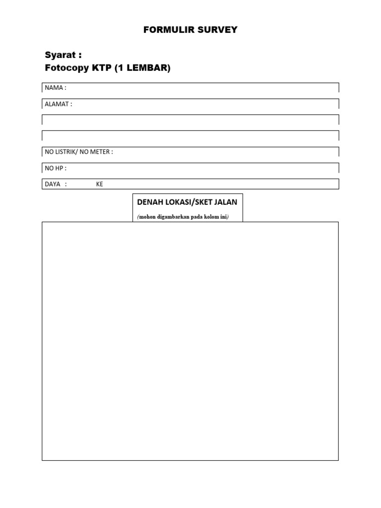 Formulir Survey Lapangan Listrik | PDF
