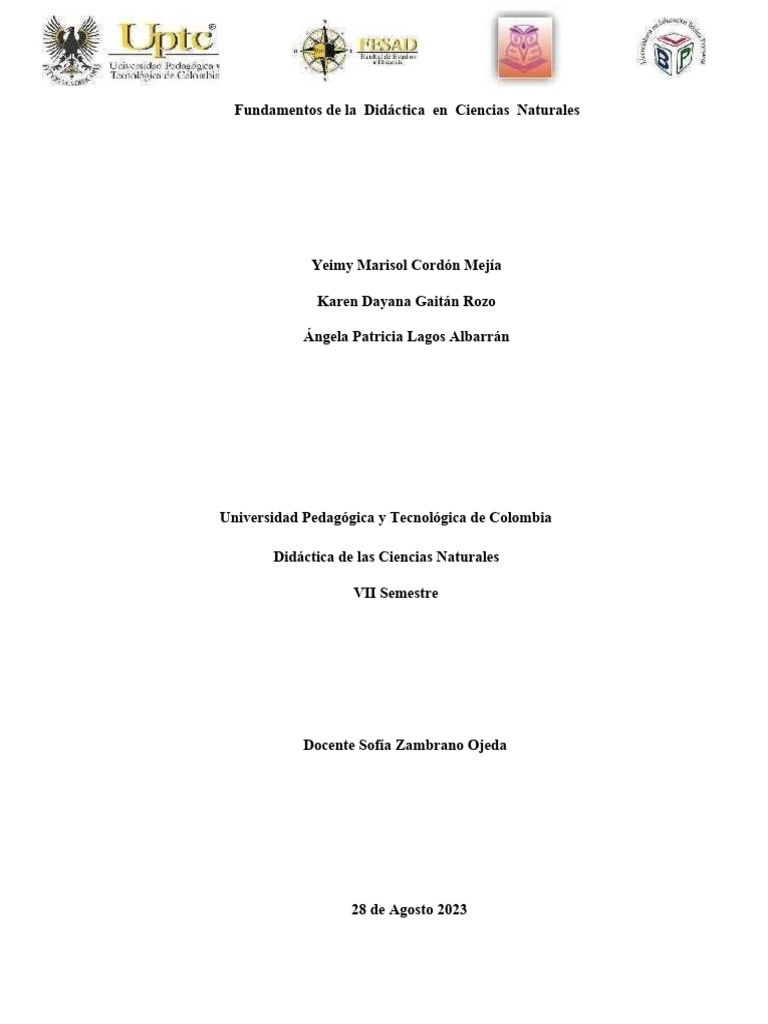 Unidad 1.ciencias.. Fundamentos de La Didáctica en Ciencias Naturales | PDF | Enseñando | Evaluación