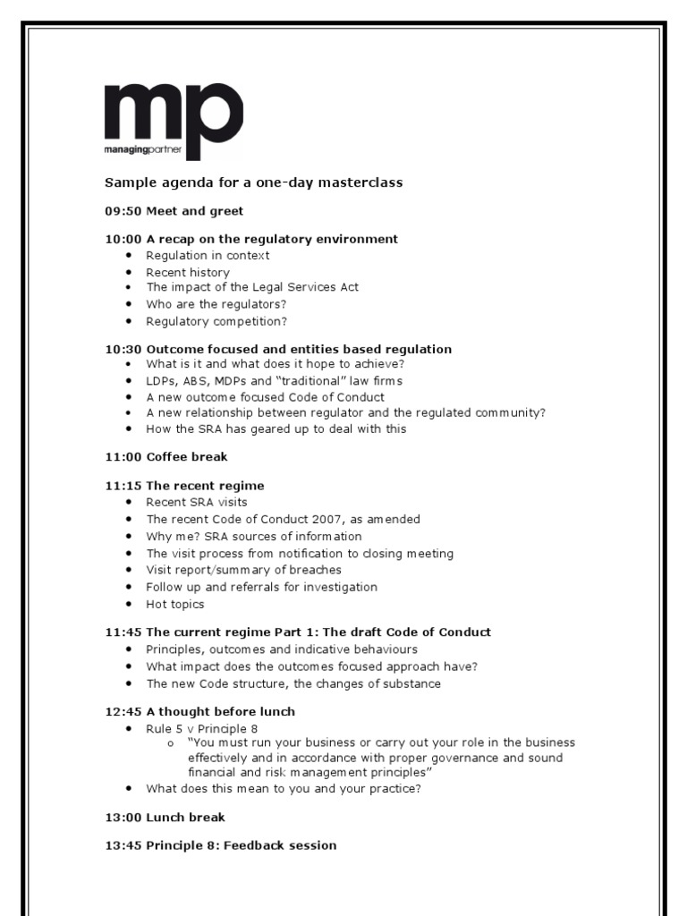 Sample Agenda - In House Training | Law Firm (219 views)