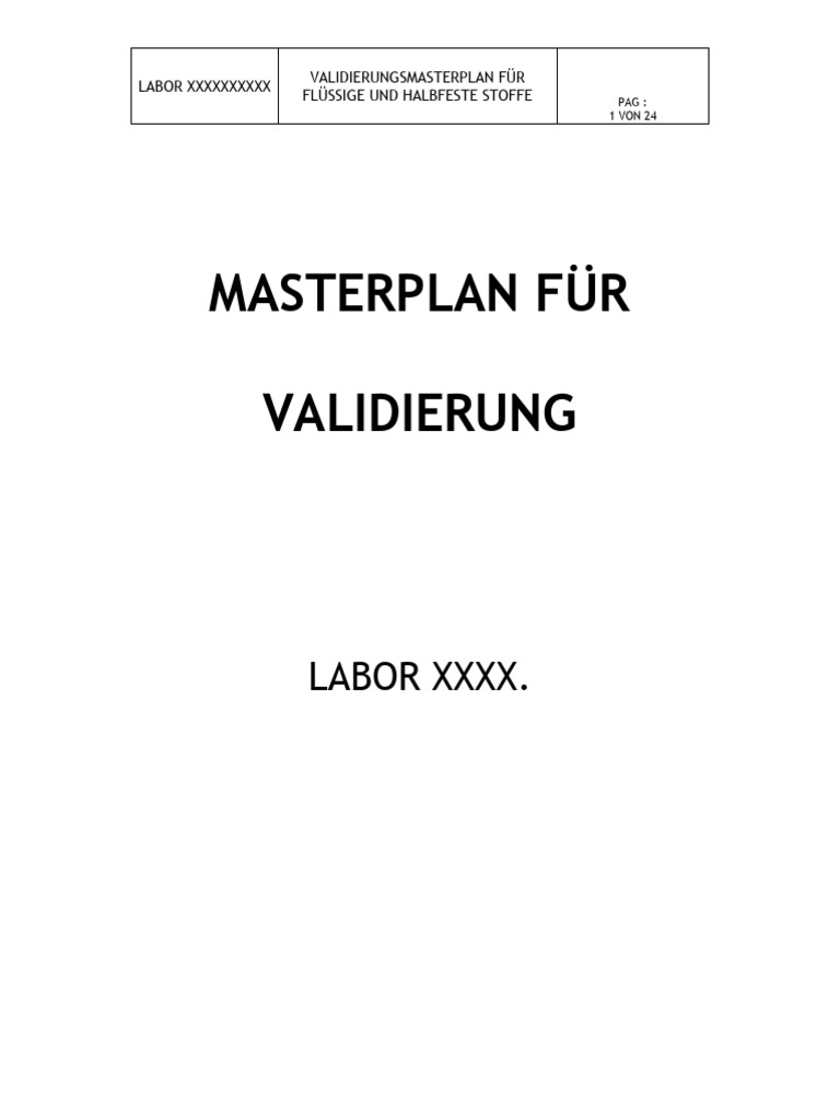 Validierungs-Masterplan. Beispiel PDF | PDF