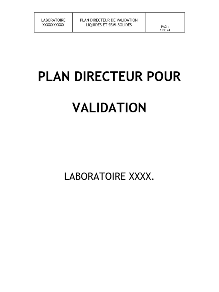 Plan Directeur de Validation. Exemple PDF | PDF