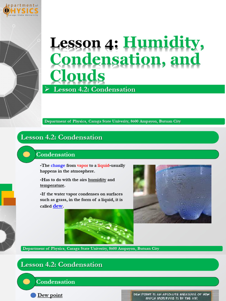 Lesson 4.2 Condensation | PDF | Fog | Water Vapor Lesson 4.2 Condensation | PDF | Fog | Water Vapor