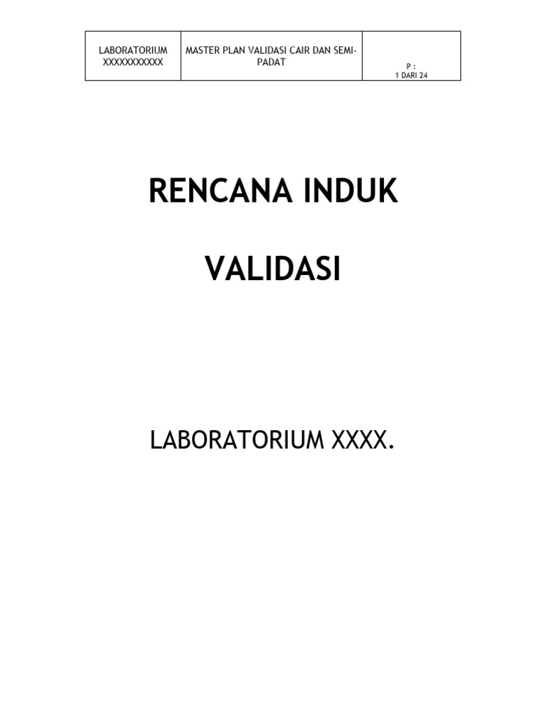 Rencana Induk Validasi. Contoh PDF | PDF