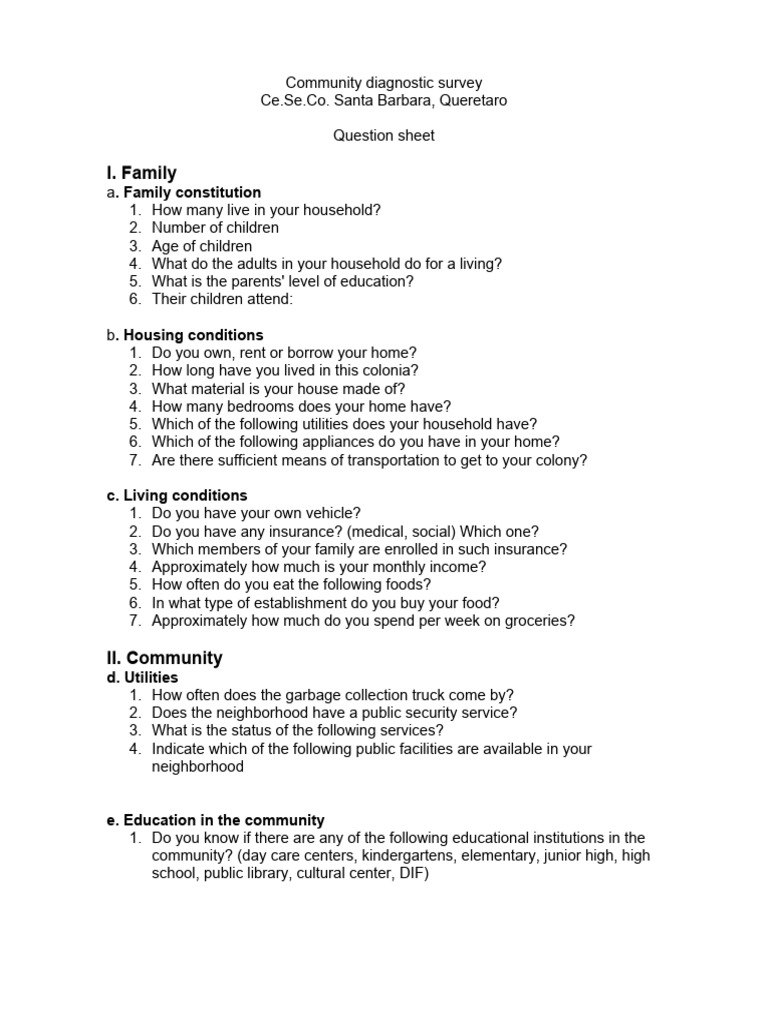 Community Diagnostic Survey | PDF