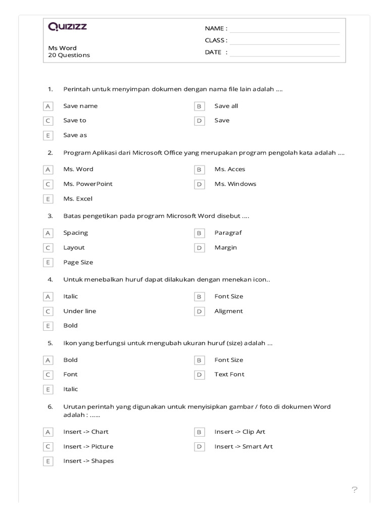 SOAL Ms Word | PDF