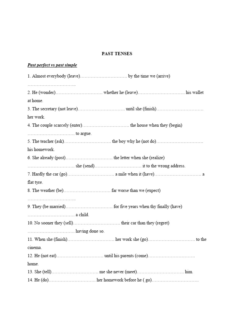 WS - Past Tenses | PDF