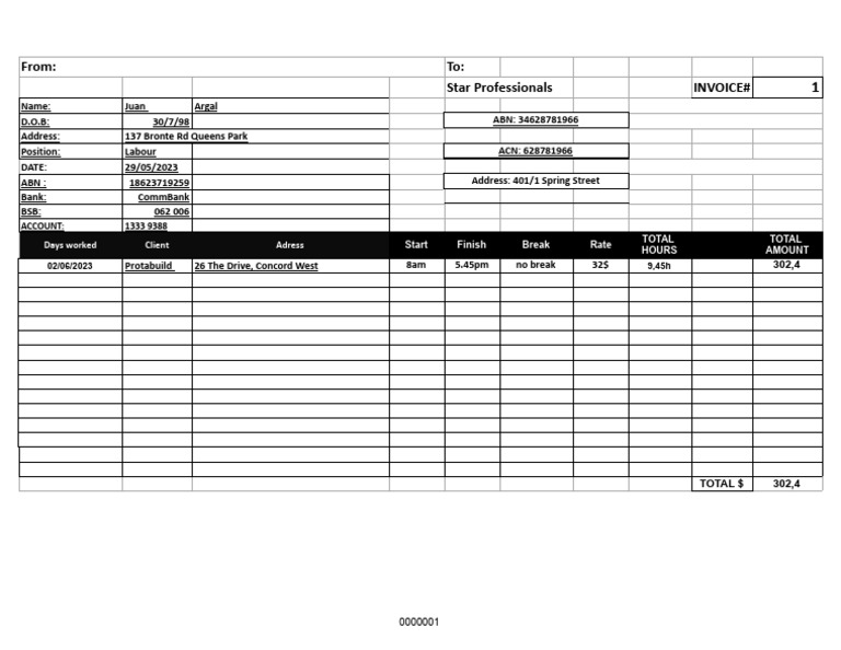 Invoice Model (2) (3) (1) .XLSX - Sheet1 - Tabela 1 | PDF
