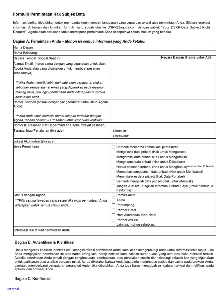 Data Subject Rights Request Form ID | PDF