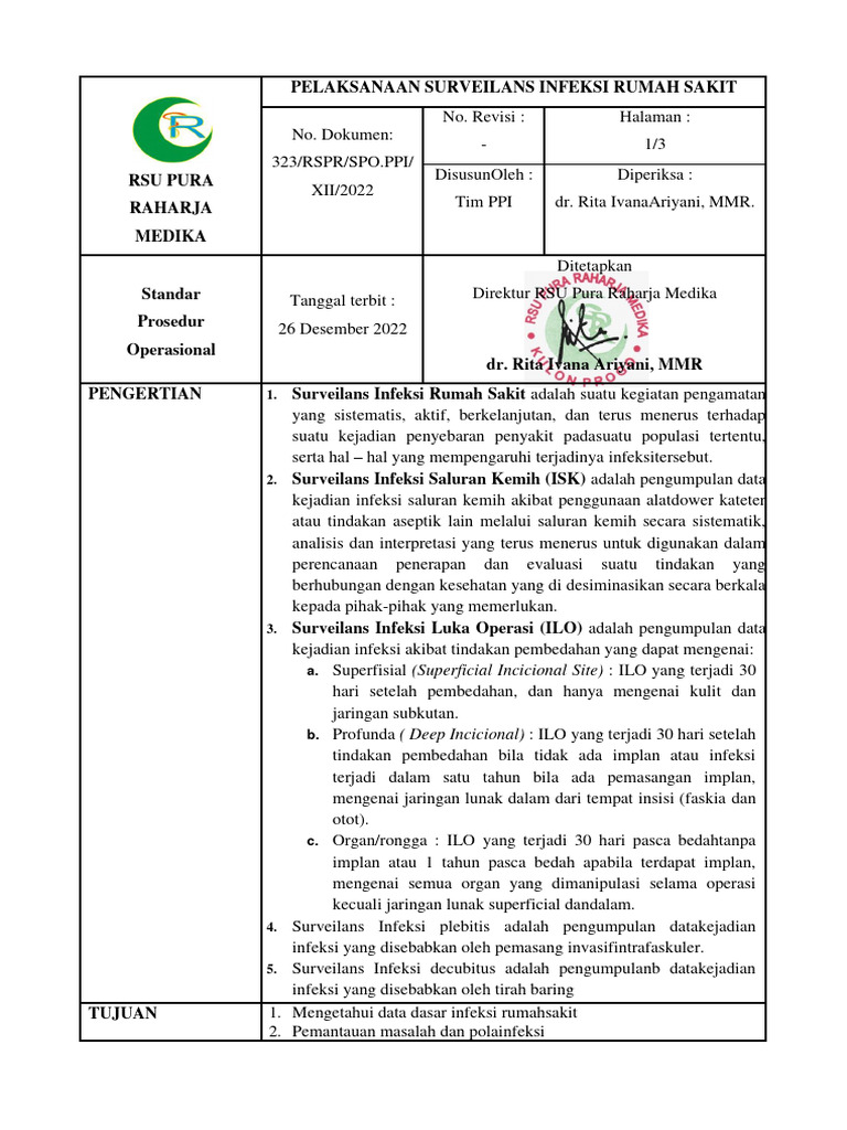 Spo Surveilans Rumah Sakit | PDF