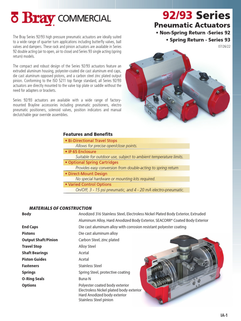 Series 92 93 Actuators Technical Brochure | PDF