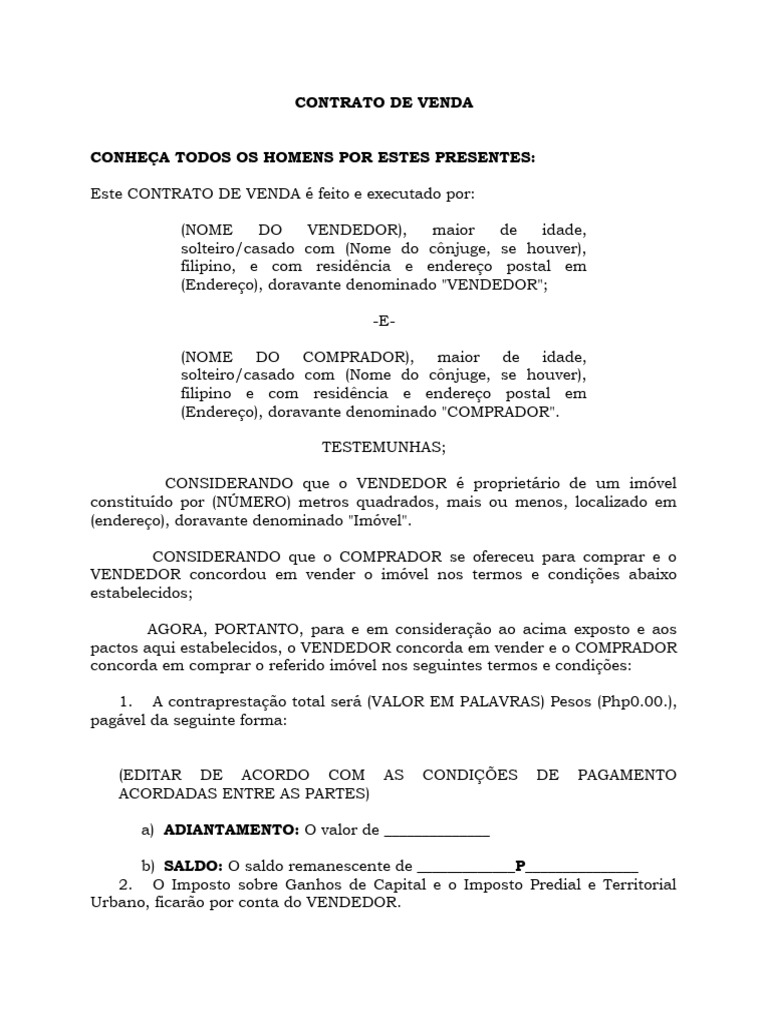 Modelo de Contrato de Venda | PDF | Impostos
