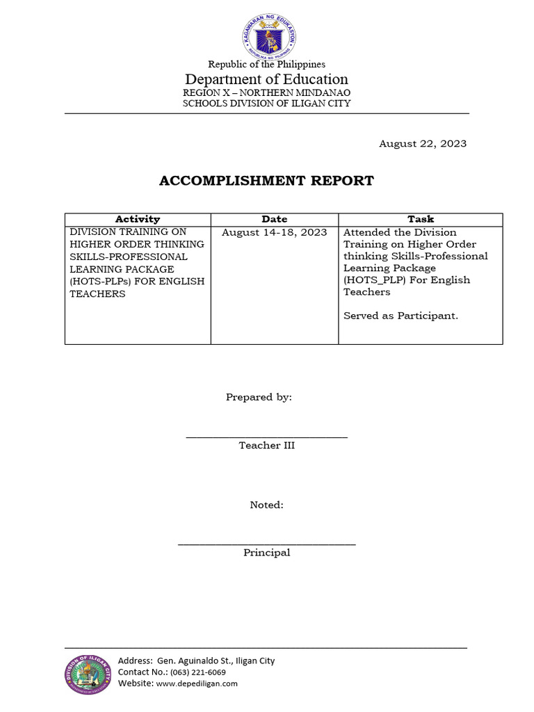 Accomplishment-Report-Blank | PDF