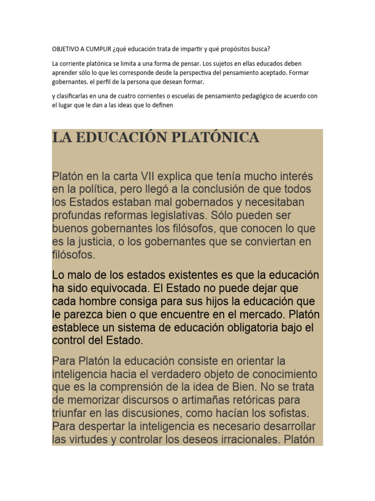 Platón enfoque pedagógico | PDF | Platón | Pensamiento