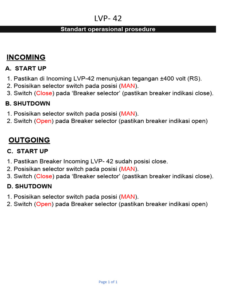 Standart Operasional Prosedure LVP-42 | PDF