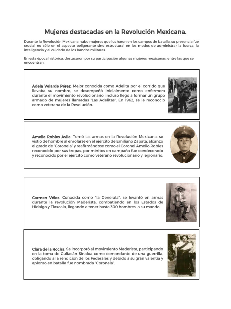 Mujeres Destacadas en La Revoluci N Mexicana | PDF