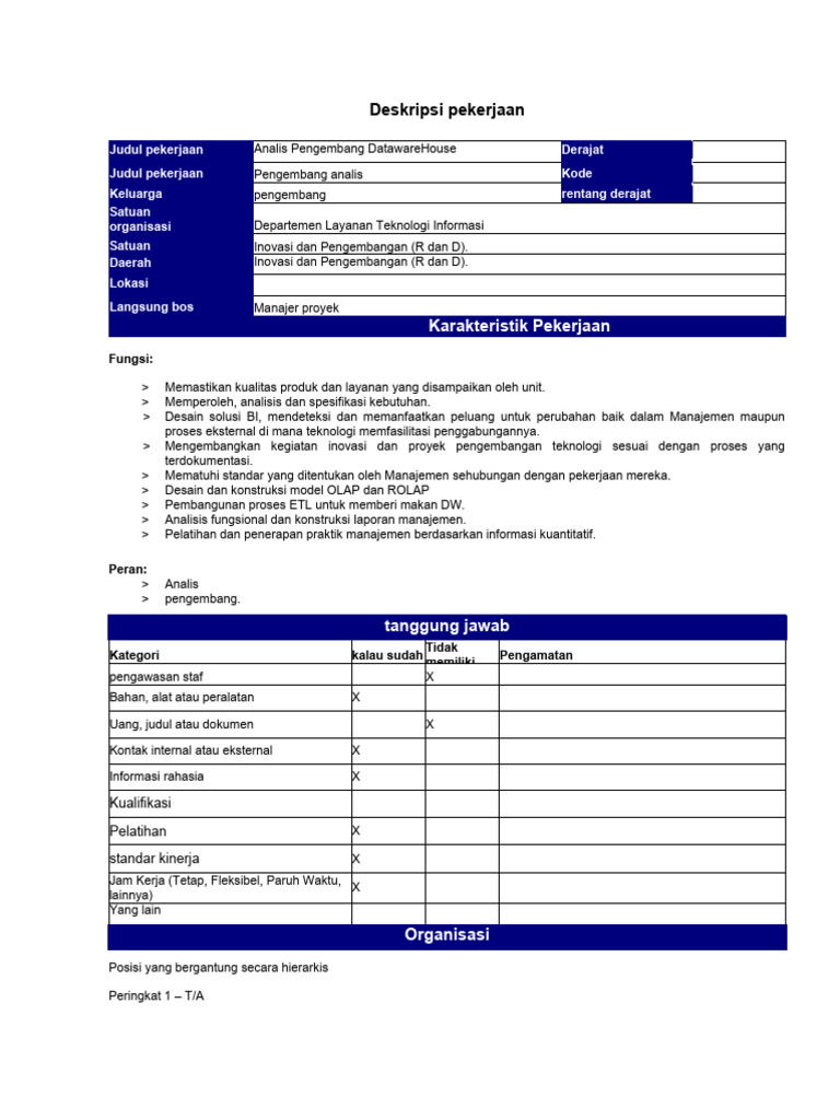 Contoh Deskripsi Pekerjaan | PDF