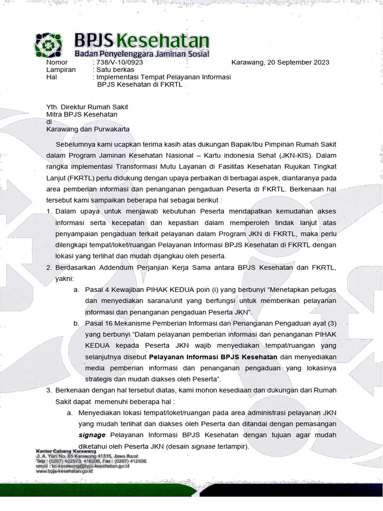 Signage Pusat Informasi BPJS Kesehatan | PDF