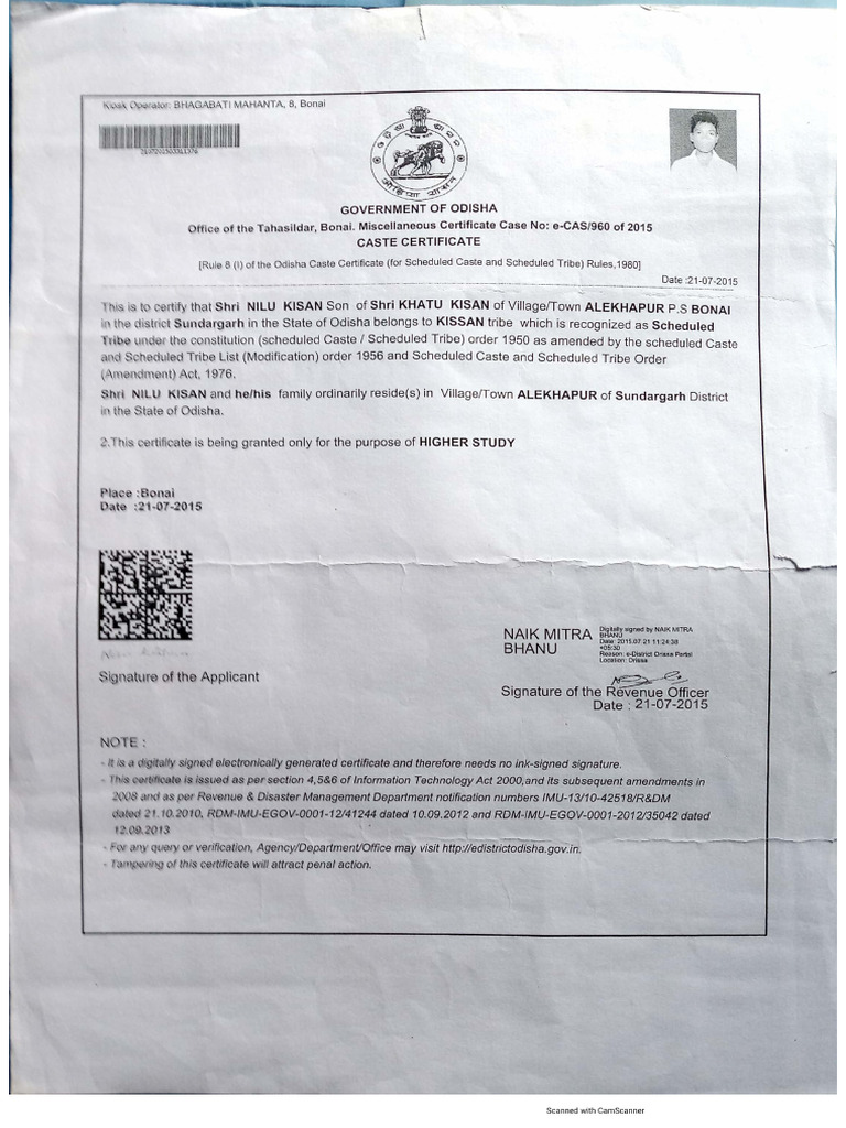 Caste Certificate | PDF