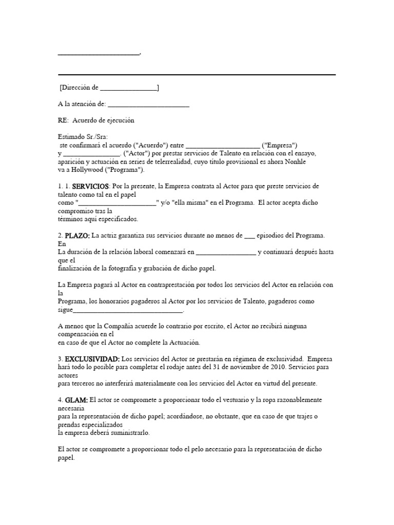 Contrato de Talento para Reality Show | PDF | Daños y perjuicios