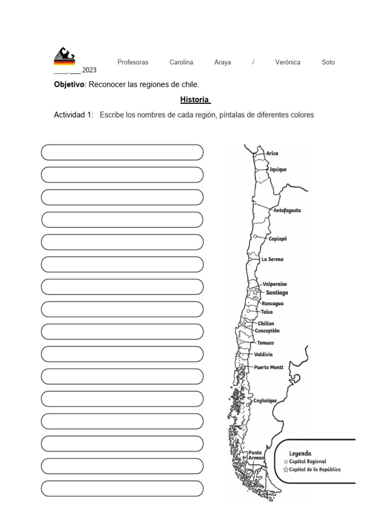 Guía Carpeta N 1 Las Regiones De Chile Pdf