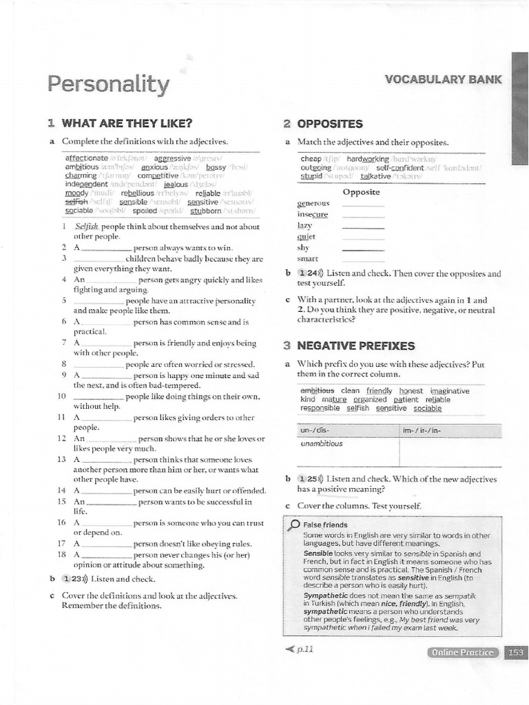 Non Progressive Verbs - Vocabulary Bank Personality | PDF Non Progressive Verbs - Vocabulary Bank Personality | PDF