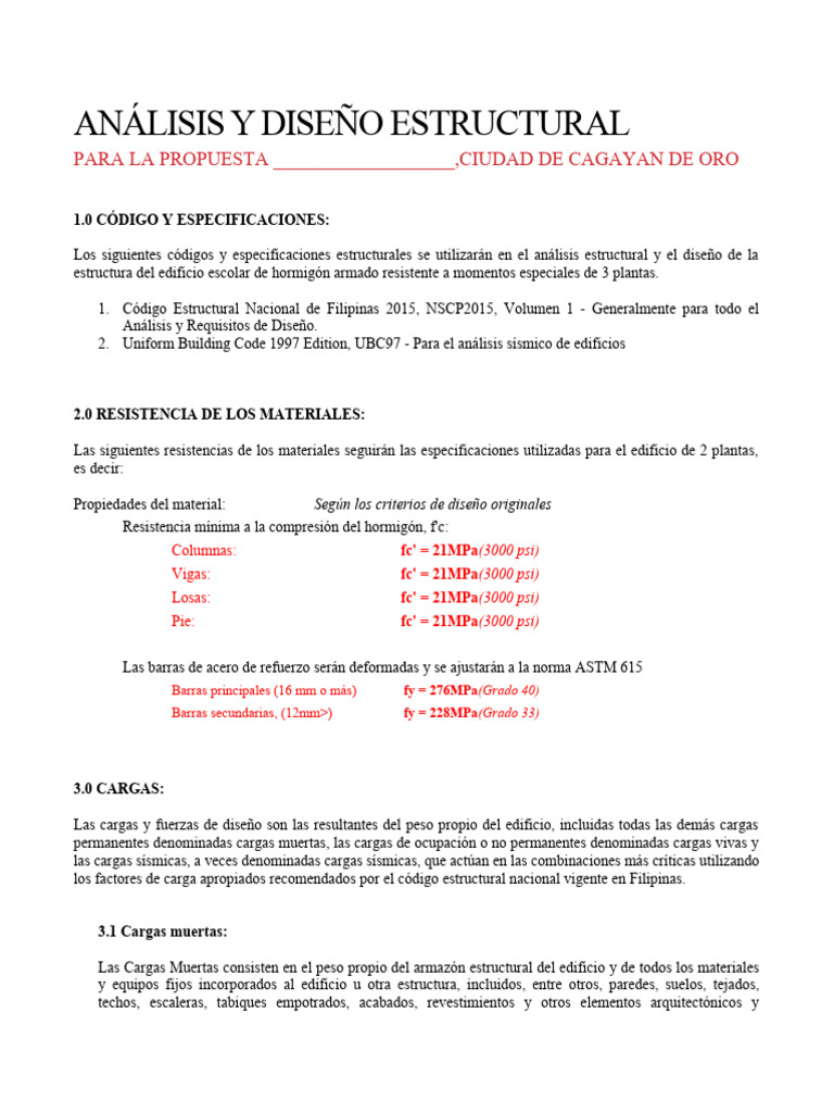 Ejemplo de Análisis Estructural y Criterios de Diseño | PDF | Fundación ...