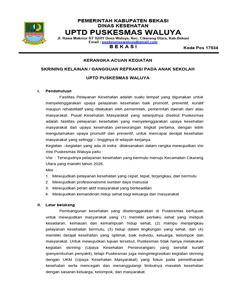 Kak Skrining Indera Anak Sekolah | PDF | Pengembangan Diri | Kesehatan Holistik